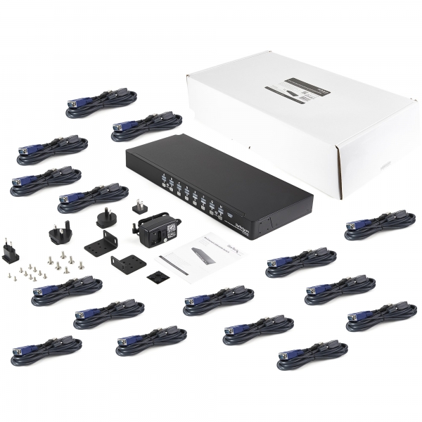 StarTech.com 8 Port 1U Rackmount USB KVM Switch Kit with OSD and Cables ...